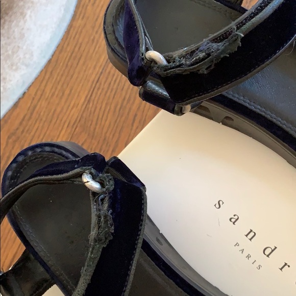Sandro | Shoes | Sandro Paris Velvet Velcro Strap Glitter Sandals ...